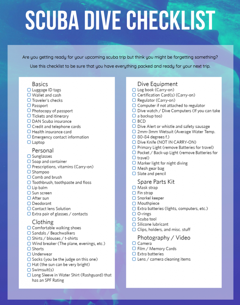 RUSHKULT Scuba Dive Checklist | RUSHKULT